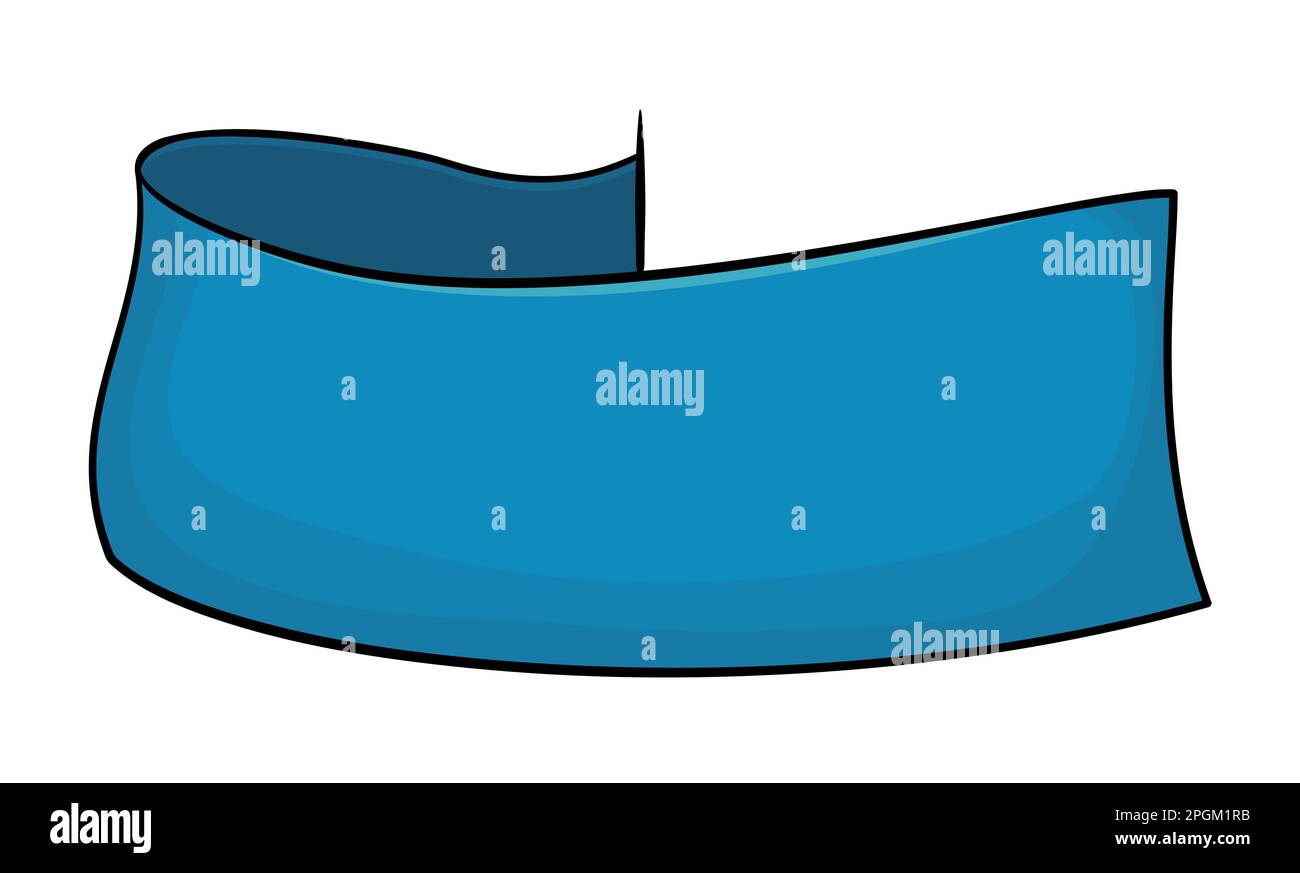 Blue curly ribbon with blank space. Template design in cartoon style ...