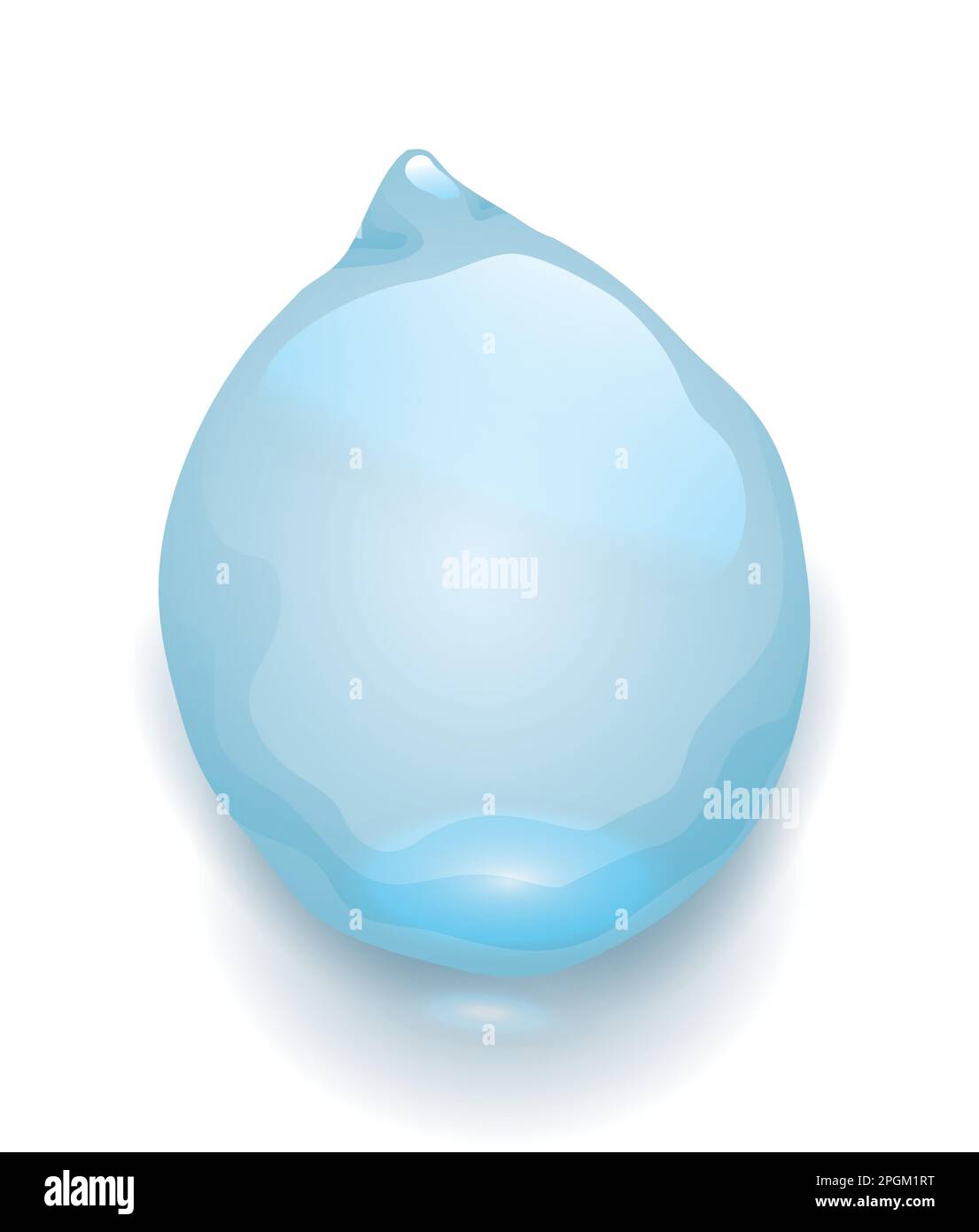 Isolated water drop sliding down. Pale blue color in gradient effect ...