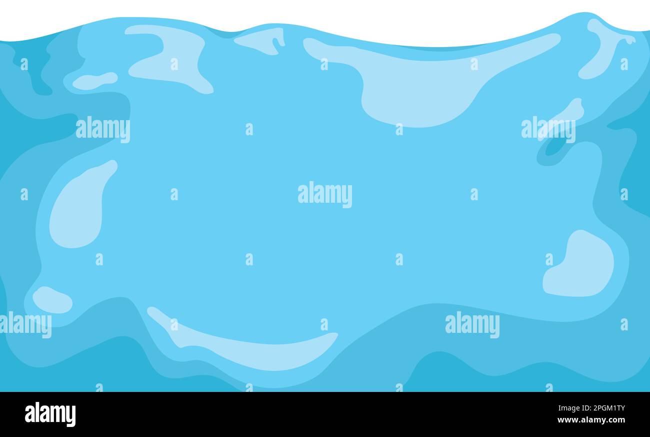 Template design in cartoon style with blue water body with copy space ...