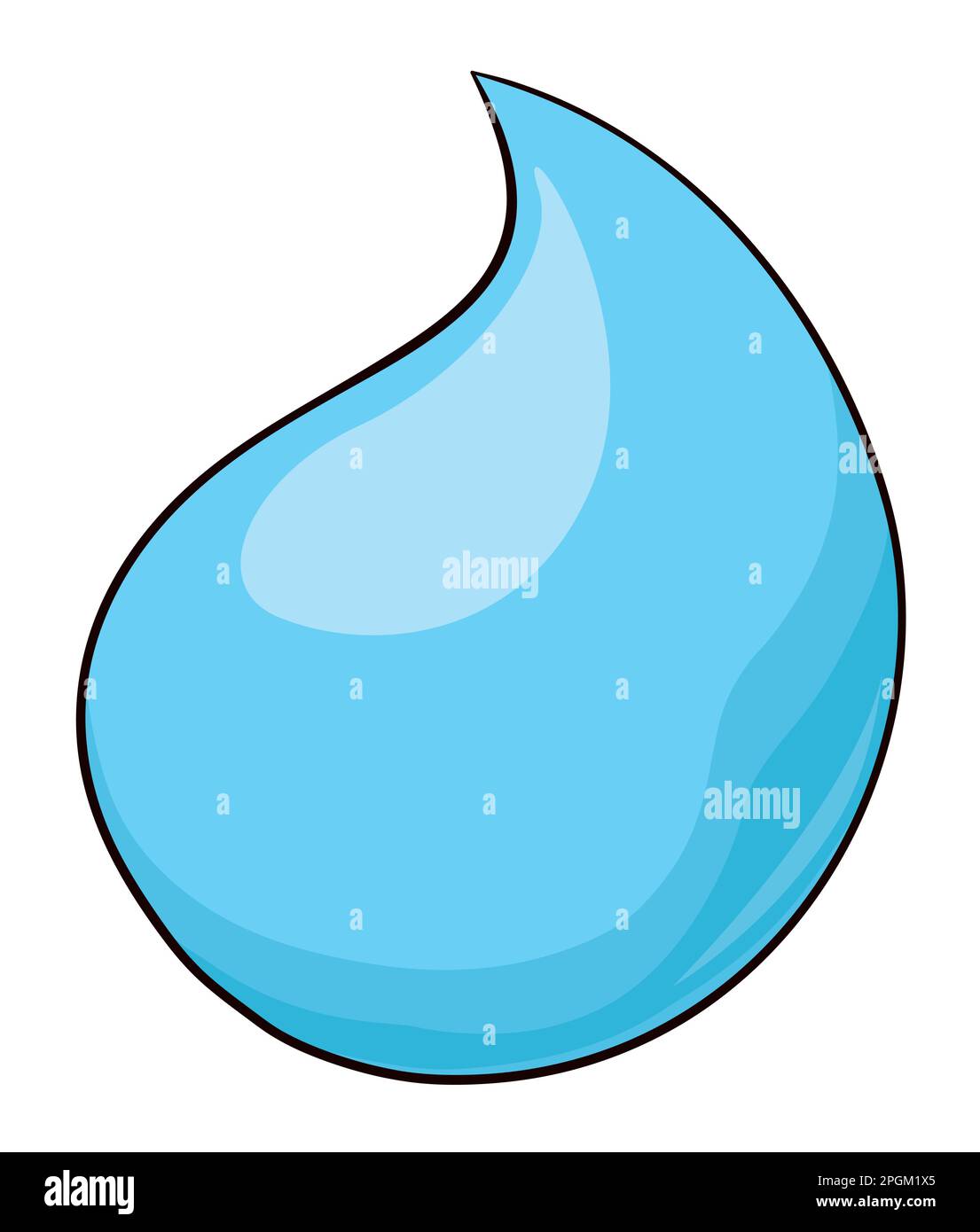 Water drop with blue interior and shiny effect in cartoon style Stock ...