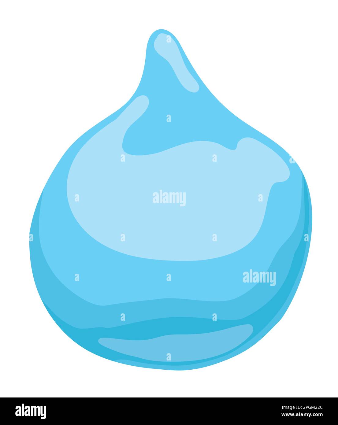 Blue water drop with irregular shape in cartoon style on white ...