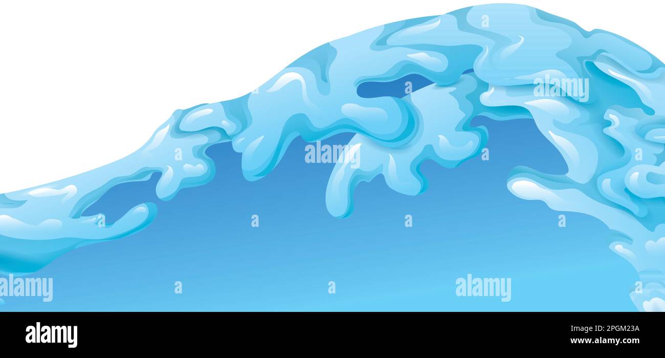 Banner with water stream or wave over blue and white background ...
