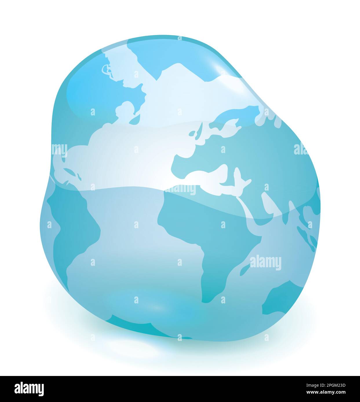 Close-up of an irregular water drop with shiny effect and blue ...