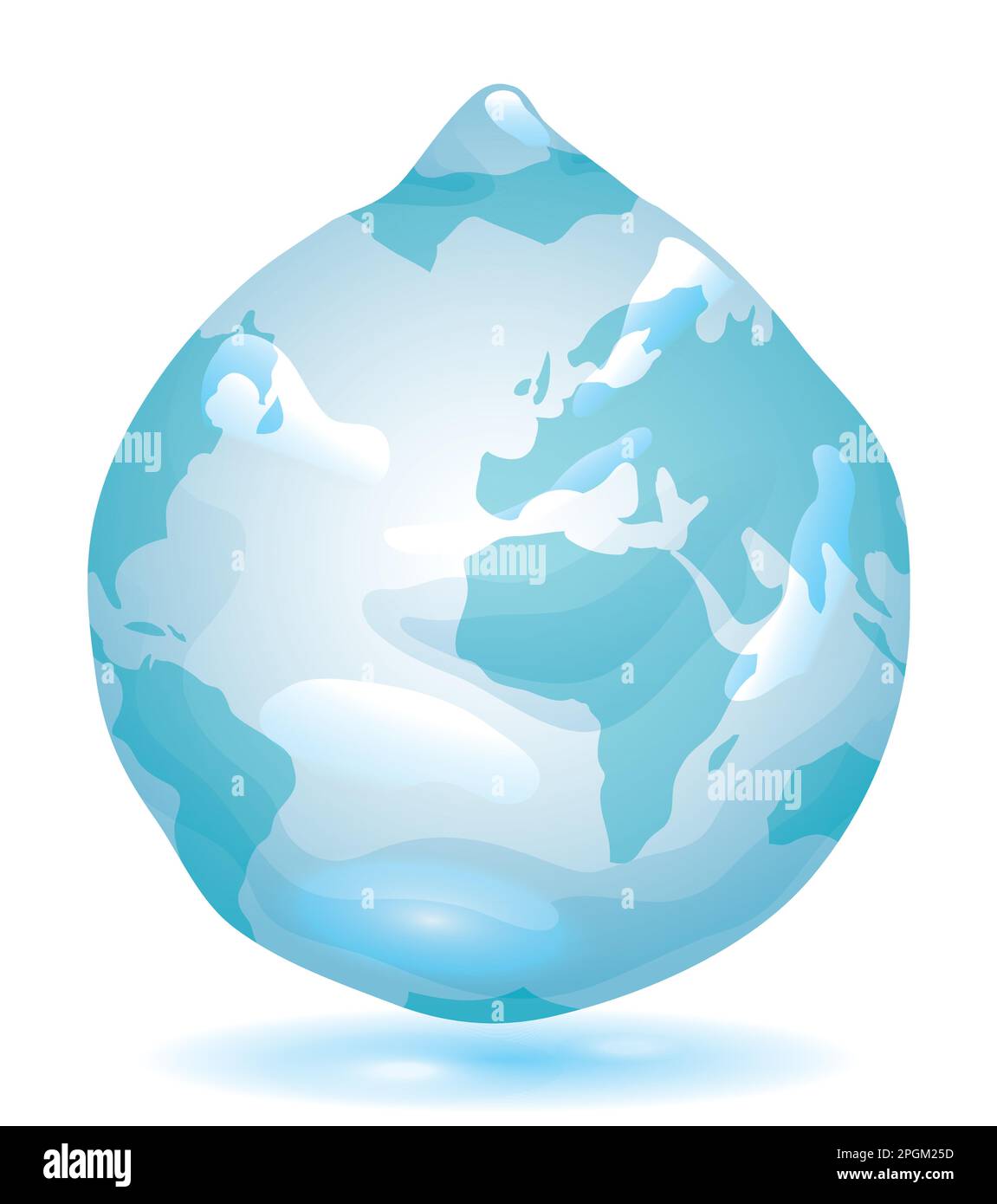 Globe in the shape of a drop and blue continent silhouettes inside ...