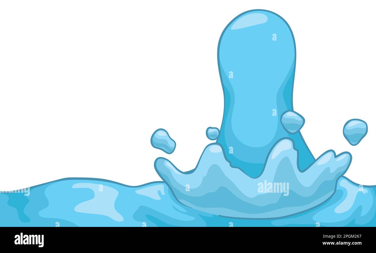 Template with drop impact on blue water surface with copy space. Design ...