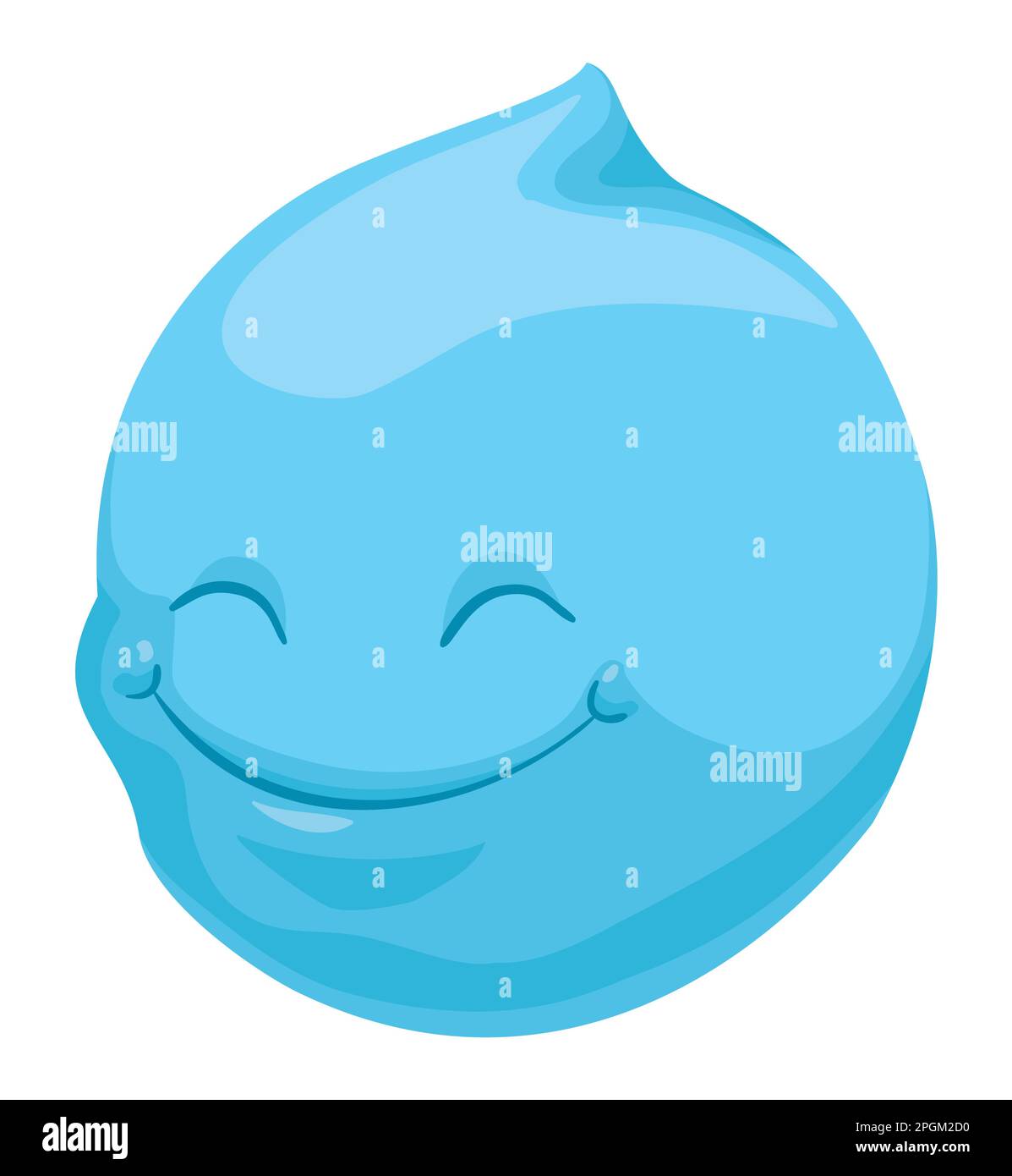 Blue droplet with cute face and closed eyes. Isolated design in cartoon ...