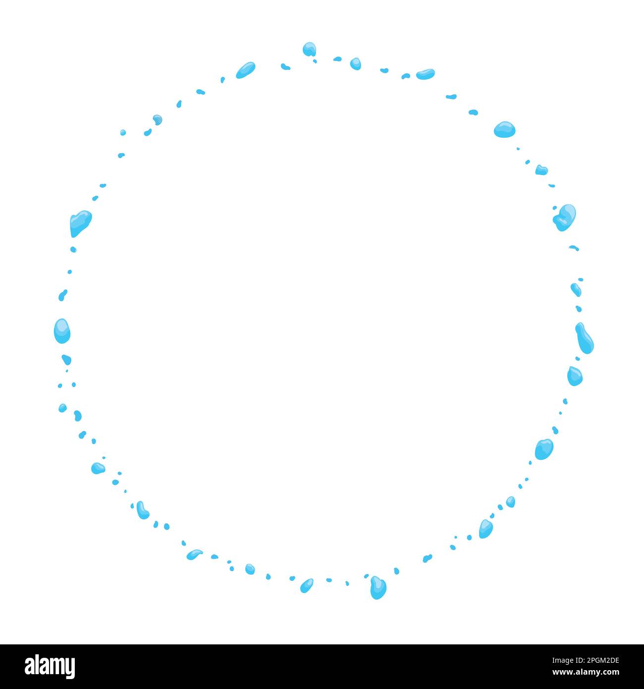 Round template with frame made with different blue water drops in ...