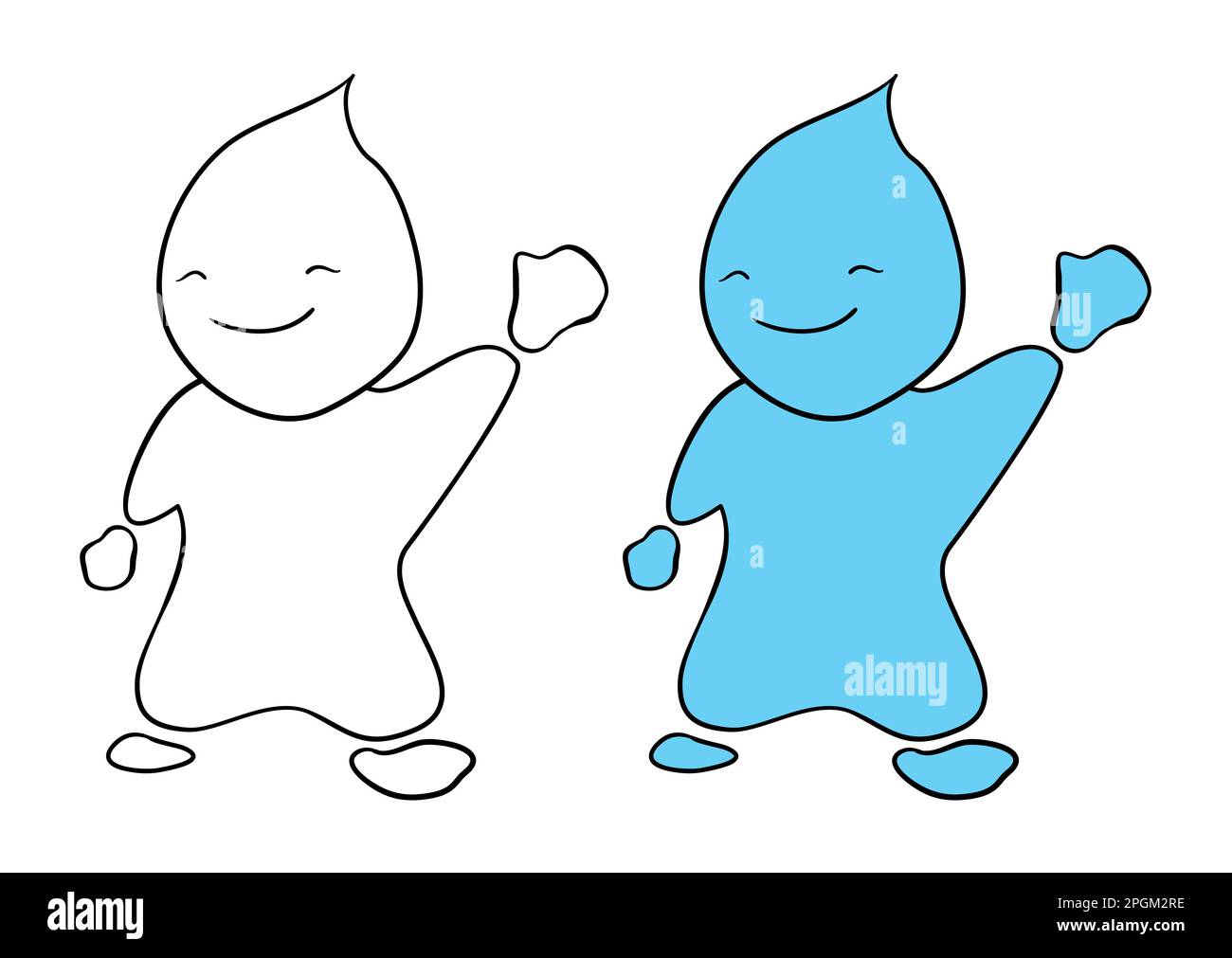 Set with watery character, made with water drops in two versions: one ...