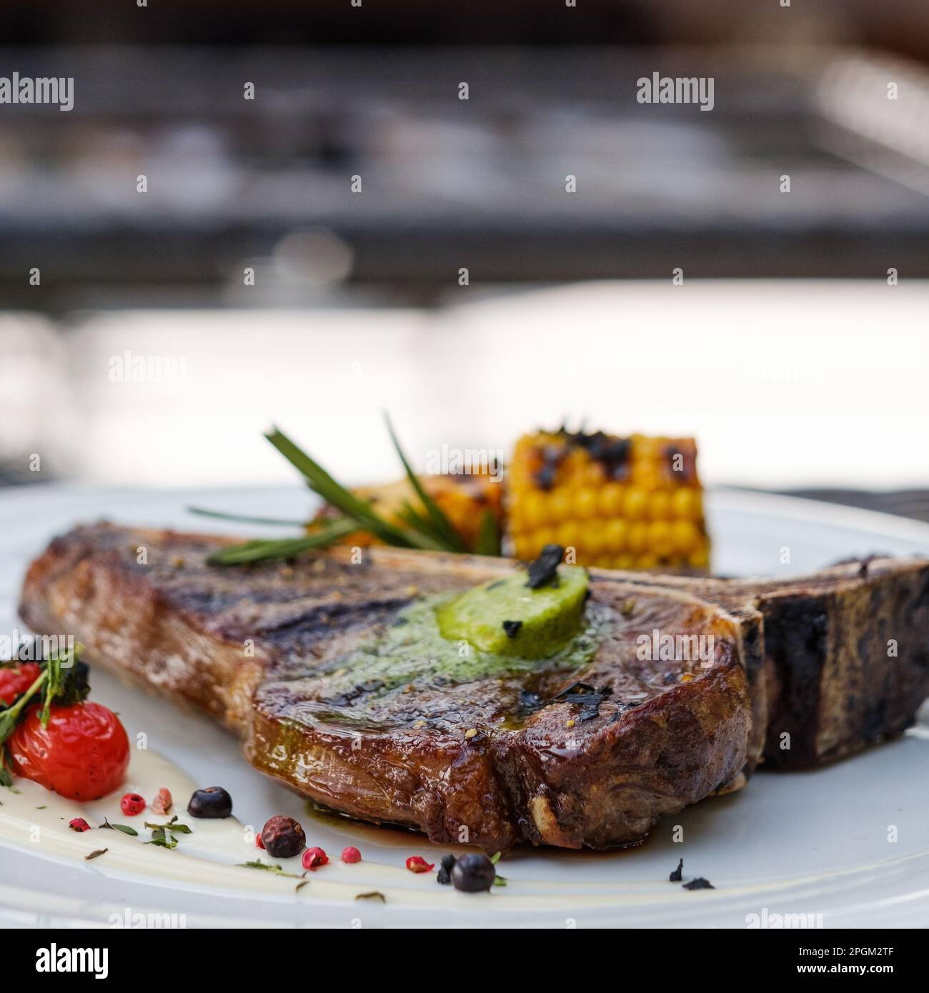 t bone steak roasted mexican meat juicy pork chop Stock Photo - Alamy
