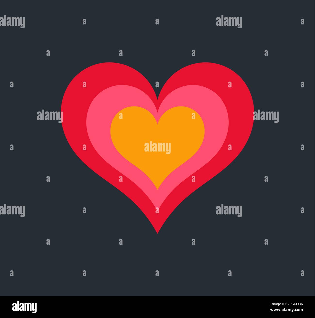 Colorful cute heart icon on dark background. Vector illustration Stock ...