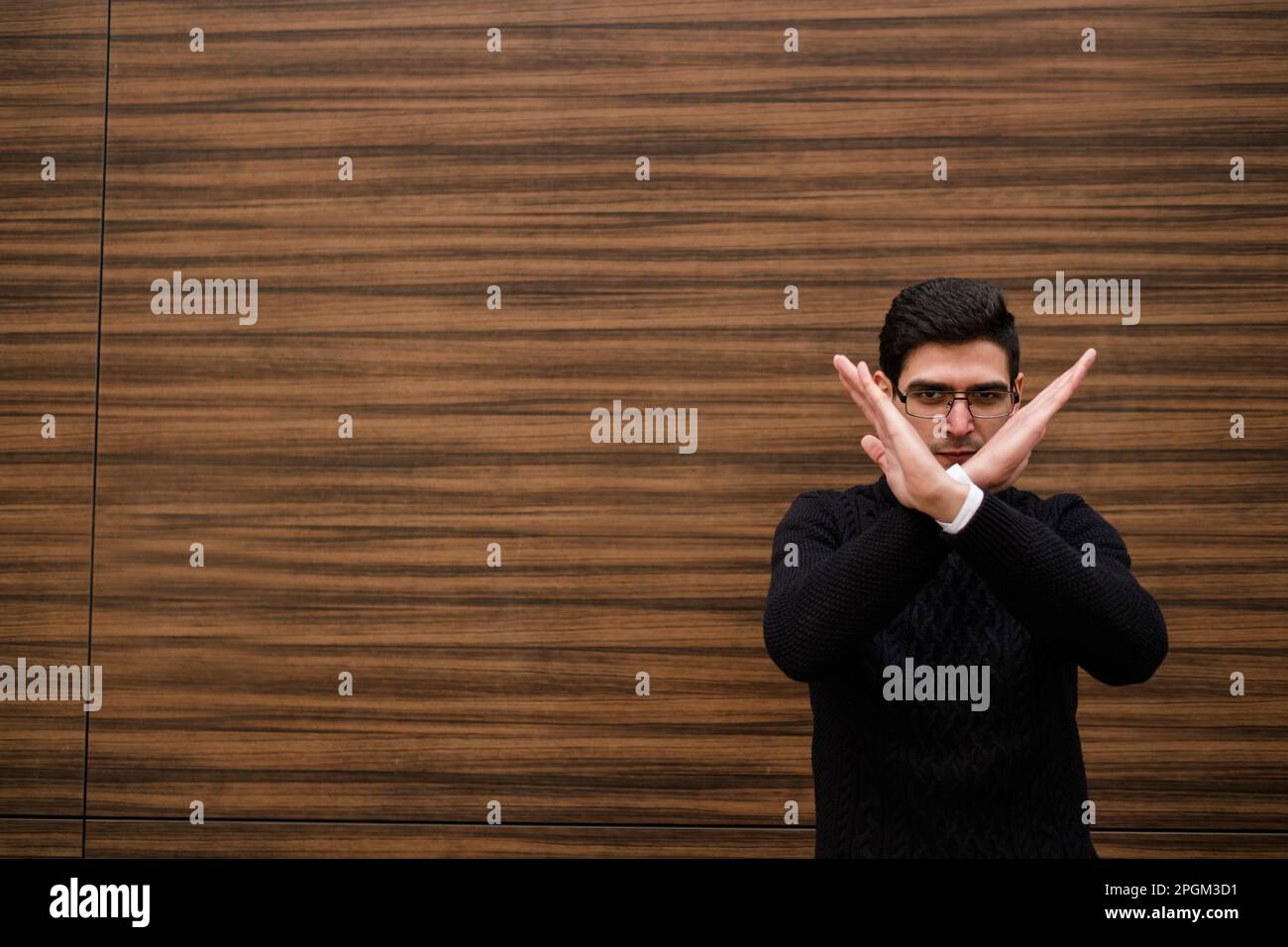 stop hand gesture forbidden rejection decline Stock Photo - Alamy