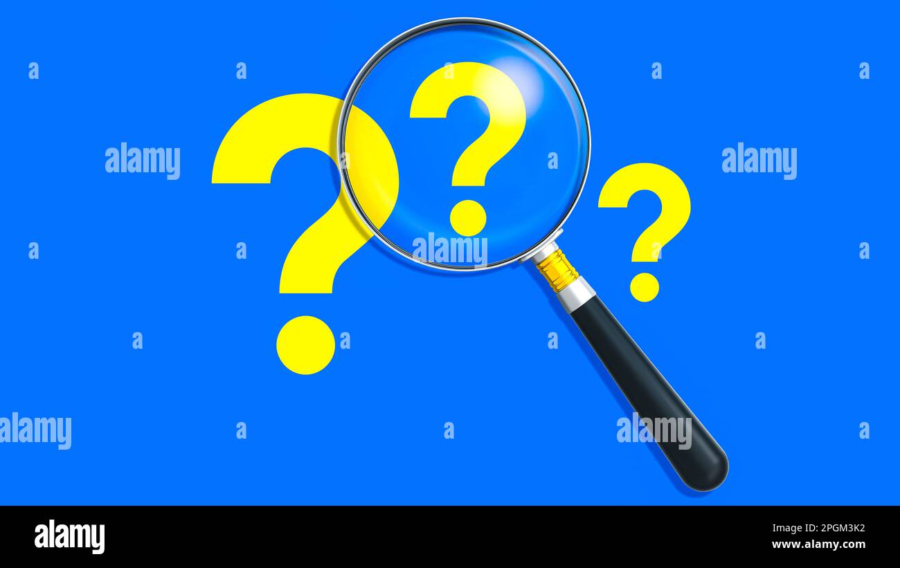 question mark and magnifying glass Stock Photo - Alamy