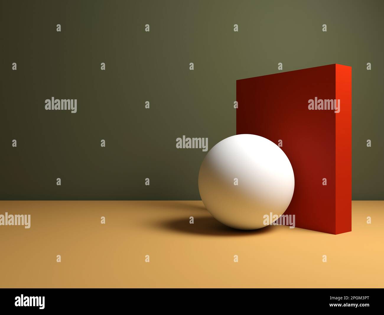 Abstract minimal still life installation with primitive geometric shapes. 3d rendering ...