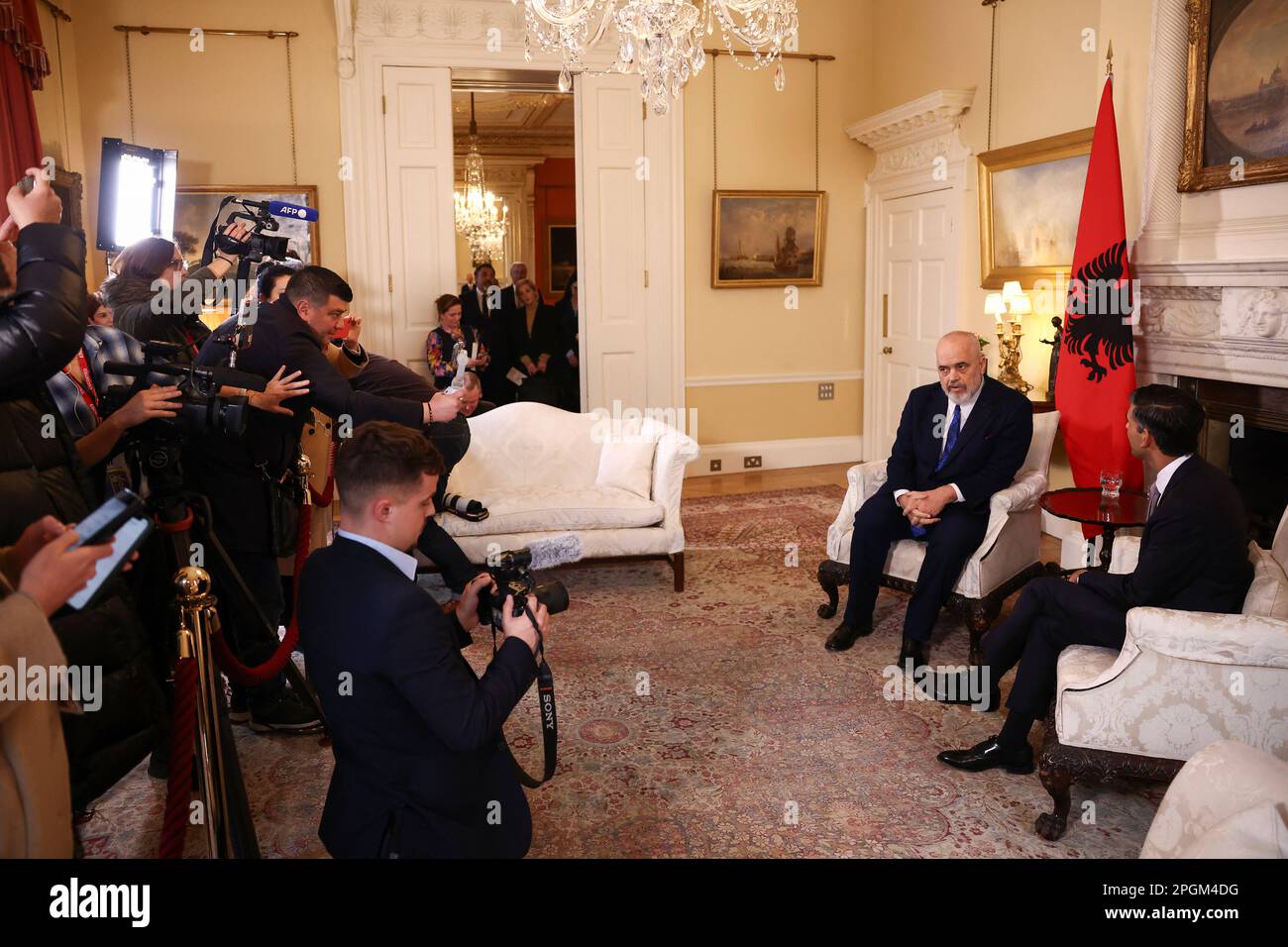 Prime Minister Rishi Sunak (right) with Albanian Prime Minister Edi ...