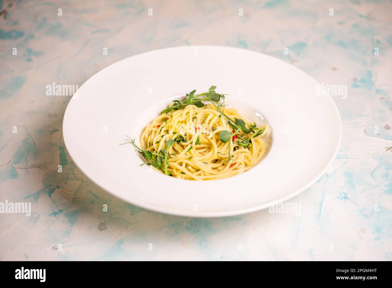 pasta from hard varieties in a white plate Stock Photo - Alamy