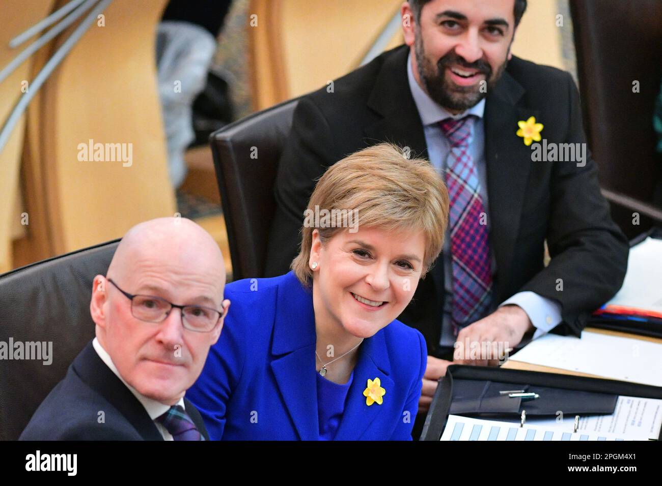 Edinburgh Scotland, UK 23 March 2023. John Swinney, Nicola Sturgeon and ...
