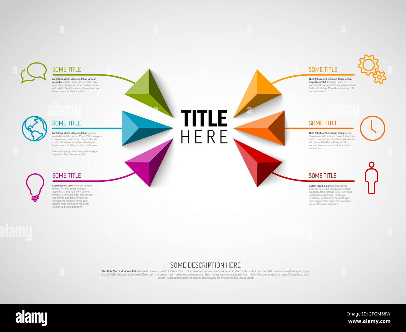 Vector Infographic diagram template made from six elements with lines ...