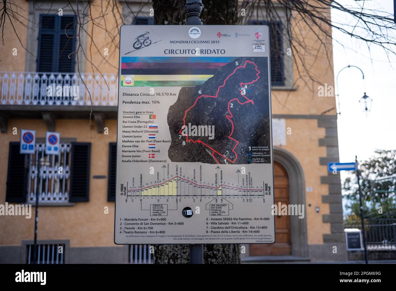 Fiesole,racing circuit map for cyclists Stock Photo - Alamy