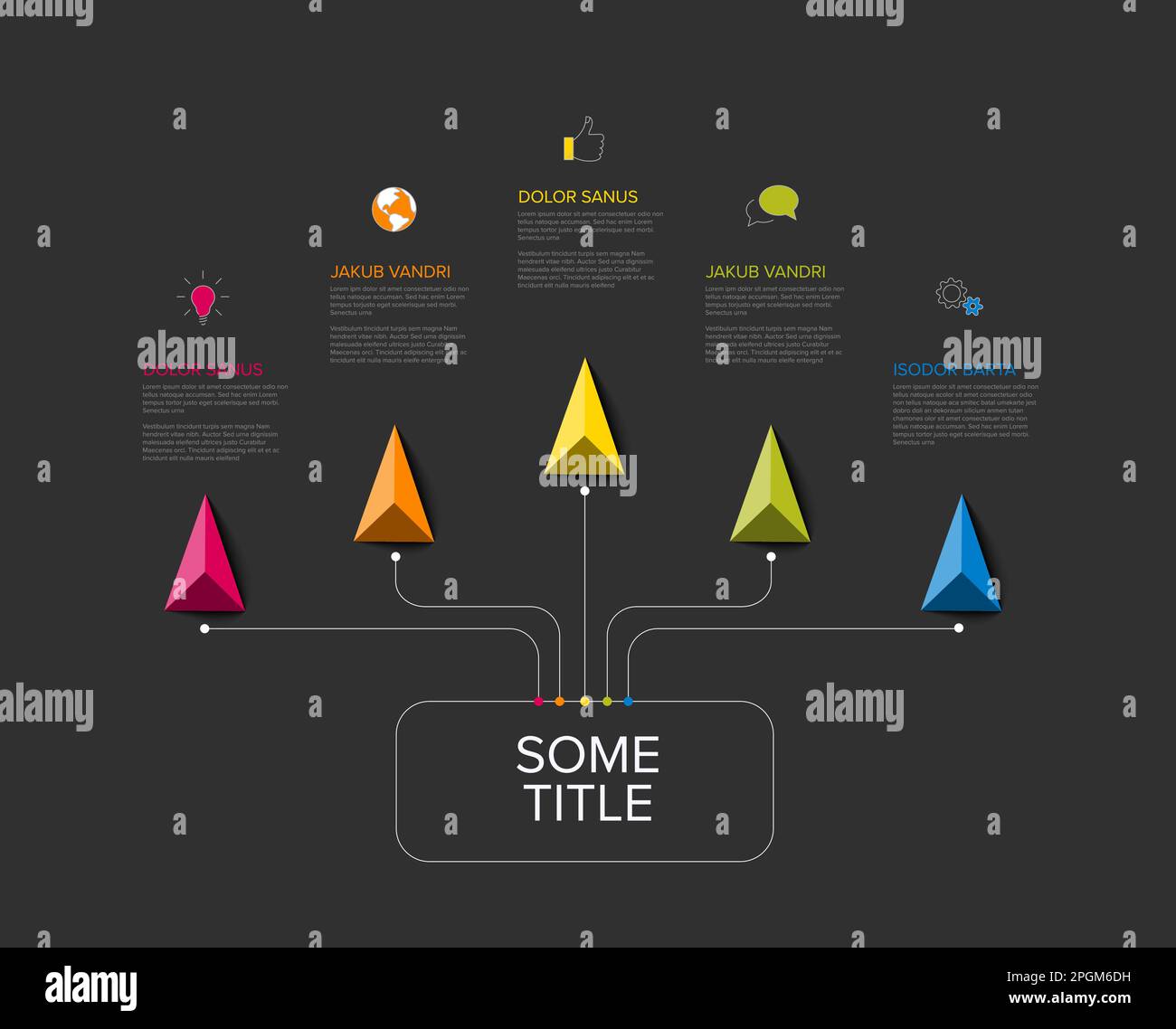 Vector dark multipurpose Infographic template with title and five ... Vector dark multipurpose Infographic template with title and five ...