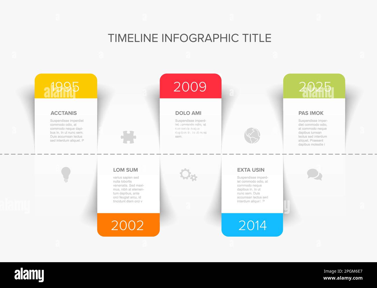 Vector simple infographic horizontal time line template with rectangle ...