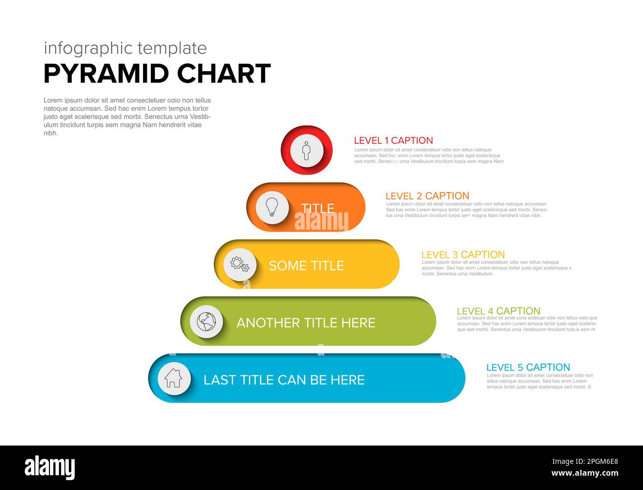 Vector Infographic stipe layers template with five levels - color ...