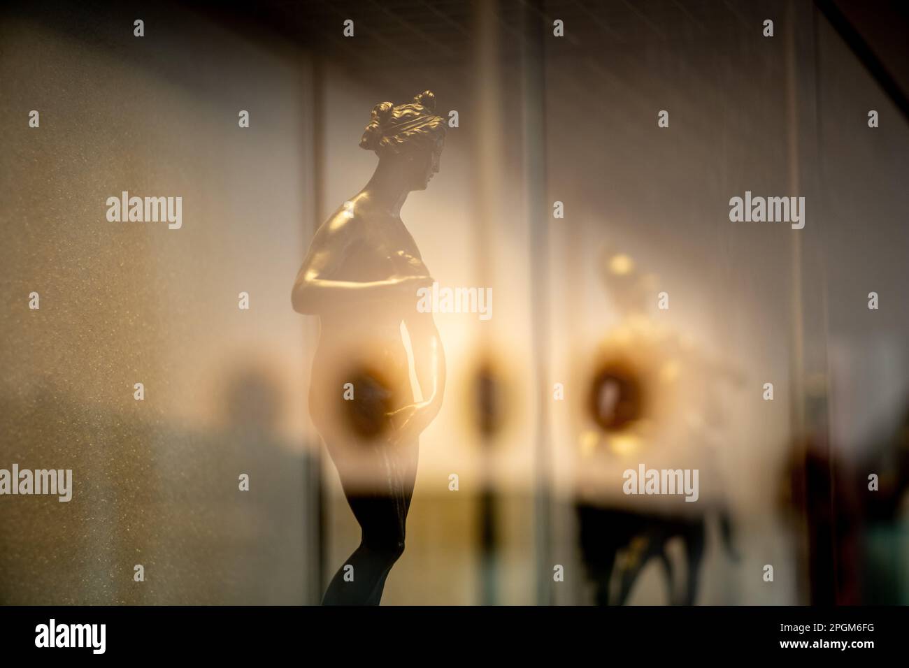 Bronze statuettes on display in The Bargallo museum in Florence Stock ...