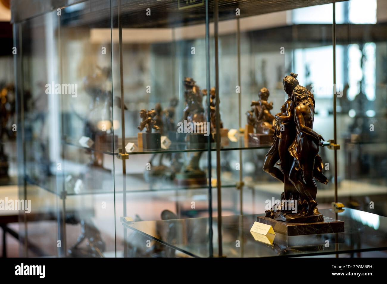 Bronze statuettes on display in The Bargallo museum in Florence Stock ...