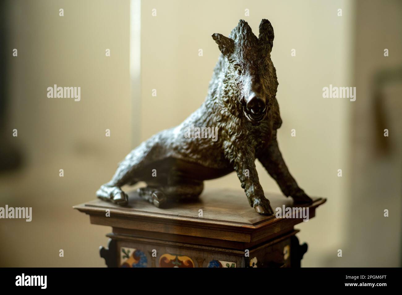 Bronze statuettes on display in The Bargallo museum in Florence Stock ...