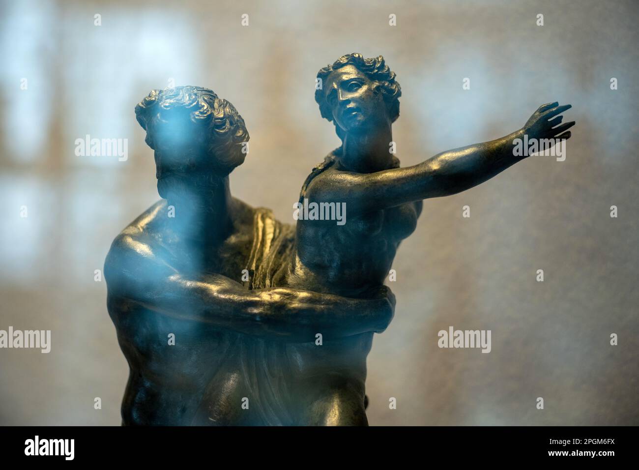 Bronze statuettes on display in The Bargallo museum in Florence Stock ...