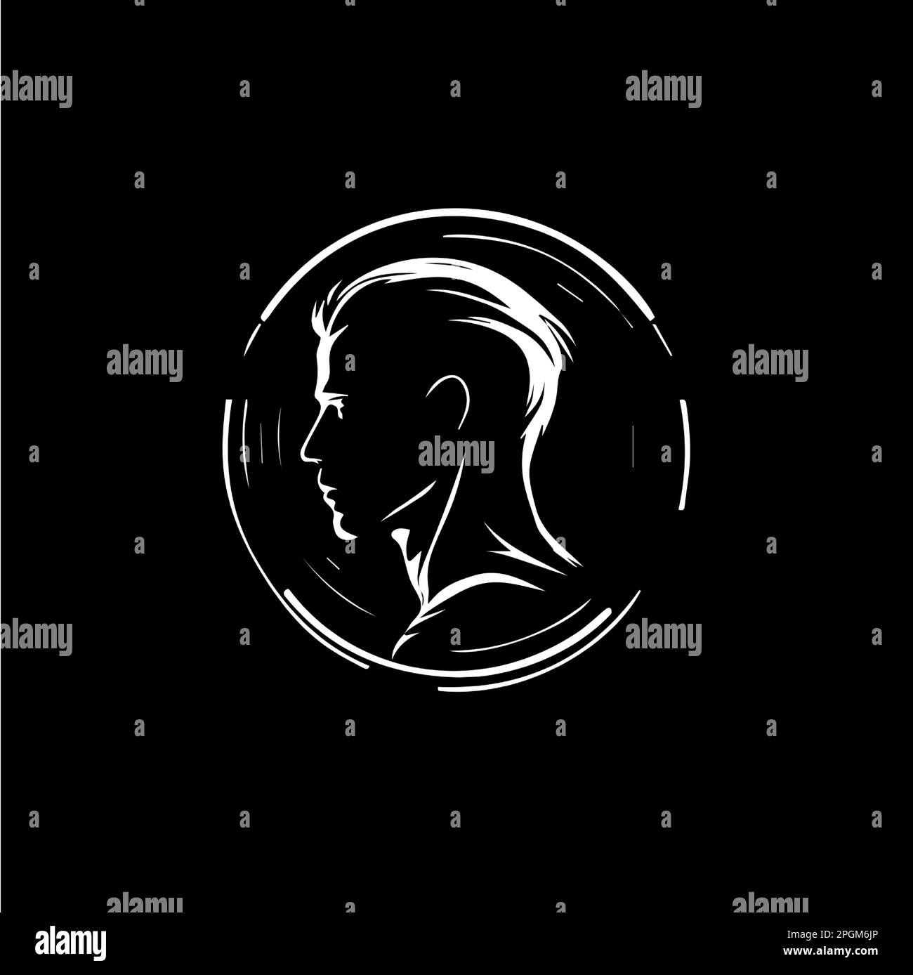 Male face icon. User avatar person. Man head profile, logo template for ...