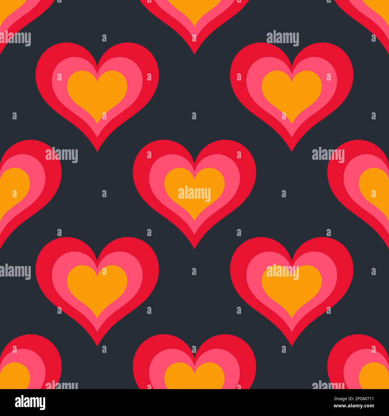 Colorful cute hearts seamless pattern on dark background. Vector ...