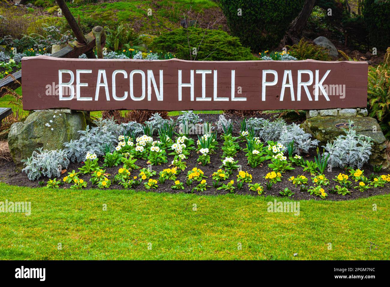 Entry sign to Beacon Hill Park in Victoria British Columbia Canada ...