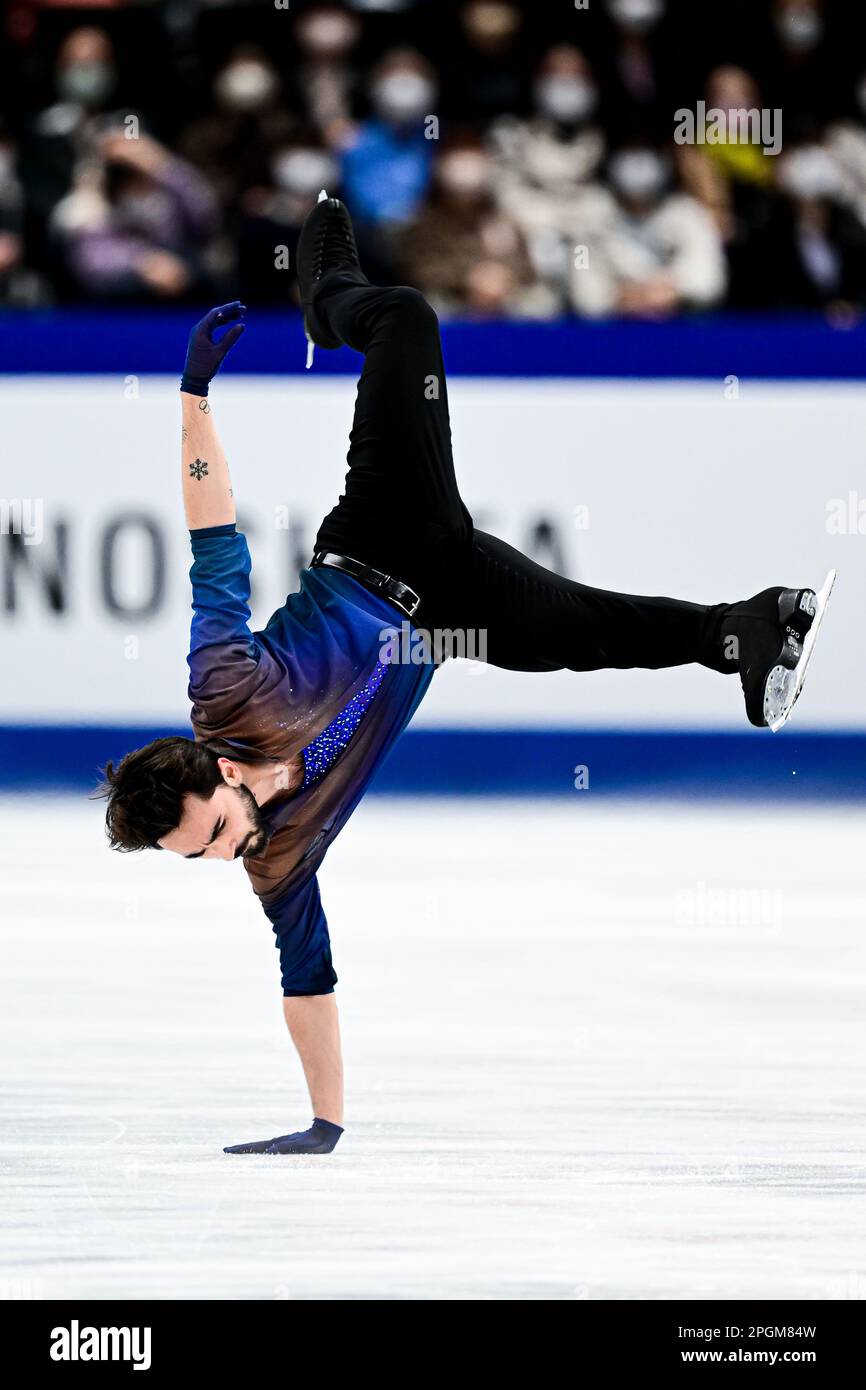 Kevin AYMOZ (FRA), during Men Short Program, at the ISU World Figure ...