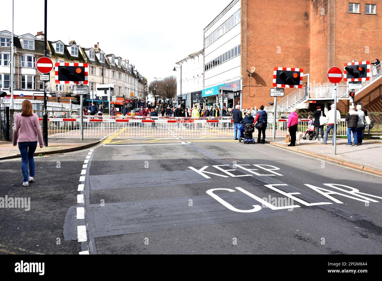 train barriers in paignton devon Stock Photo - Alamy