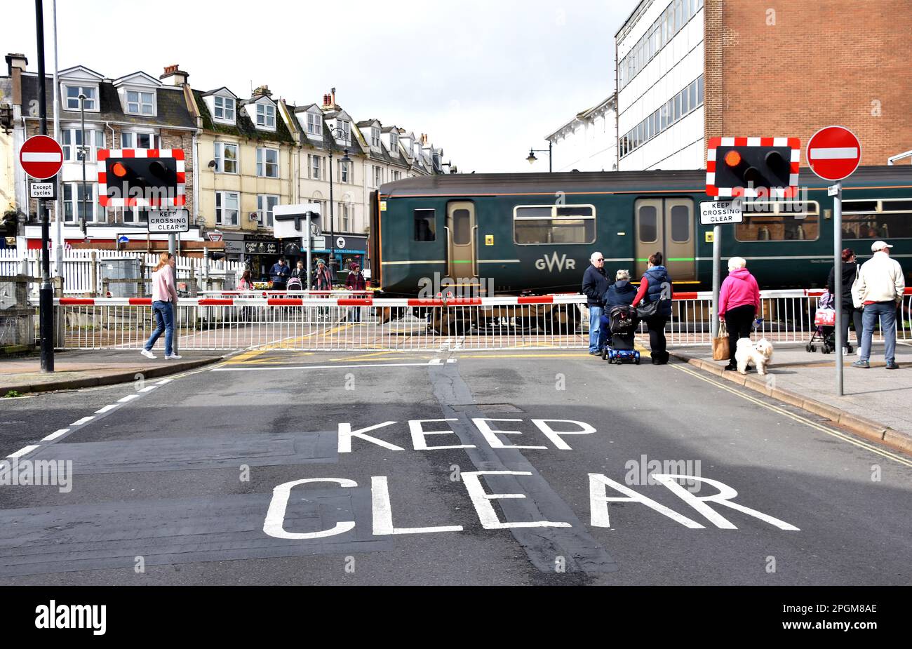 train barriers in paignton devon Stock Photo - Alamy