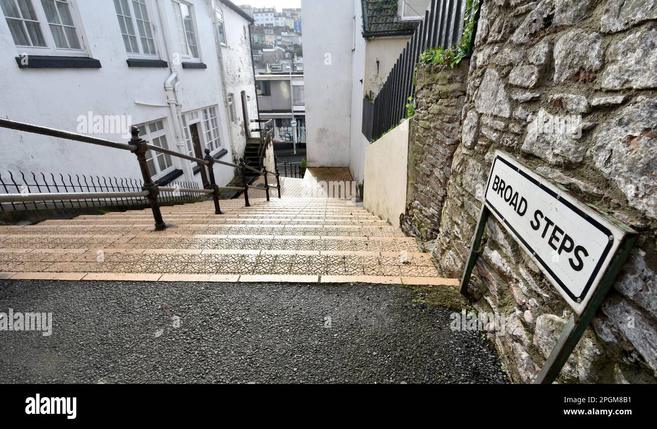 broad steps in brixham devon uk Stock Photo - Alamy