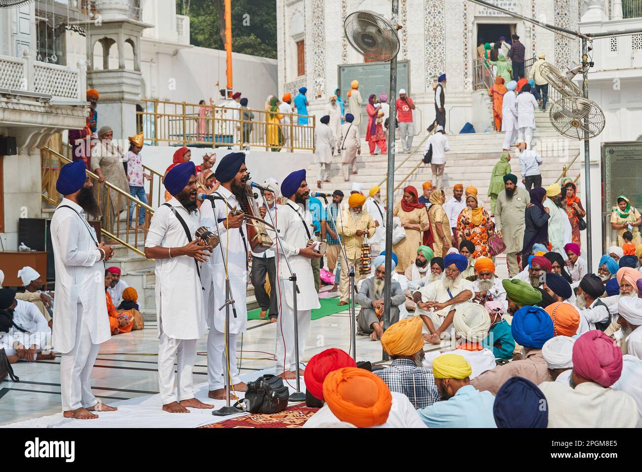 Amritsar, Punjab, India - Diwali 2019 - group of musicians at golden ...