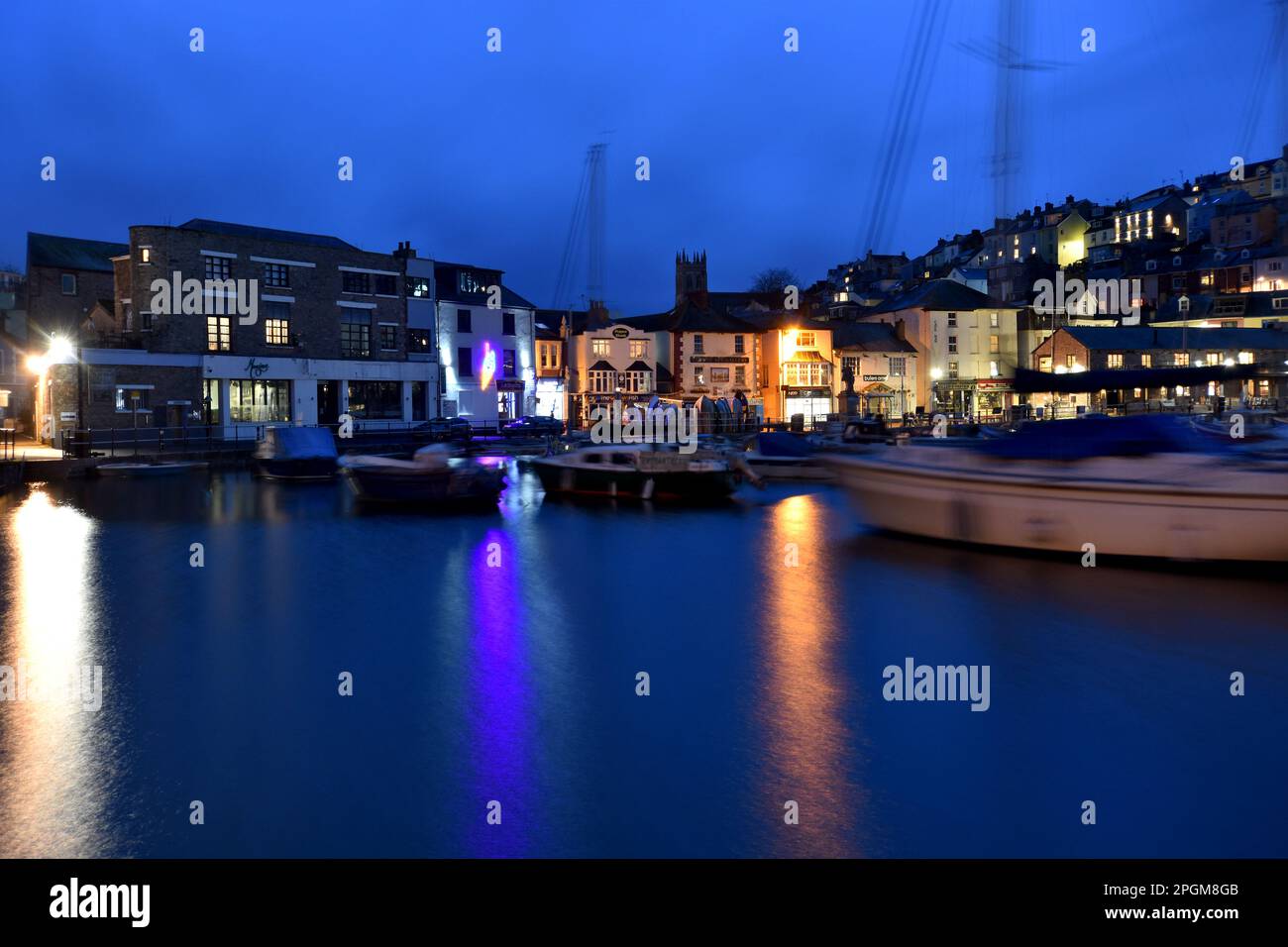 night images of Brixham harbour in Devon UK Stock Photo - Alamy