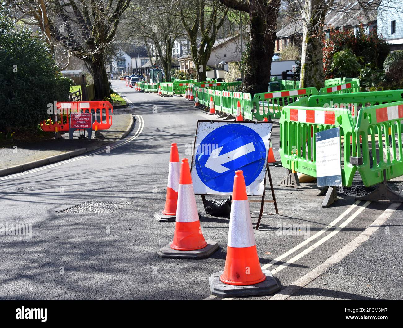 Roadworks in Totnes Devon UK Stock Photo - Alamy