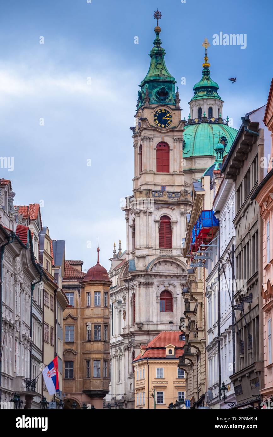 Cityscape of Prague with medieval towers and colorful buildings, Czech ...