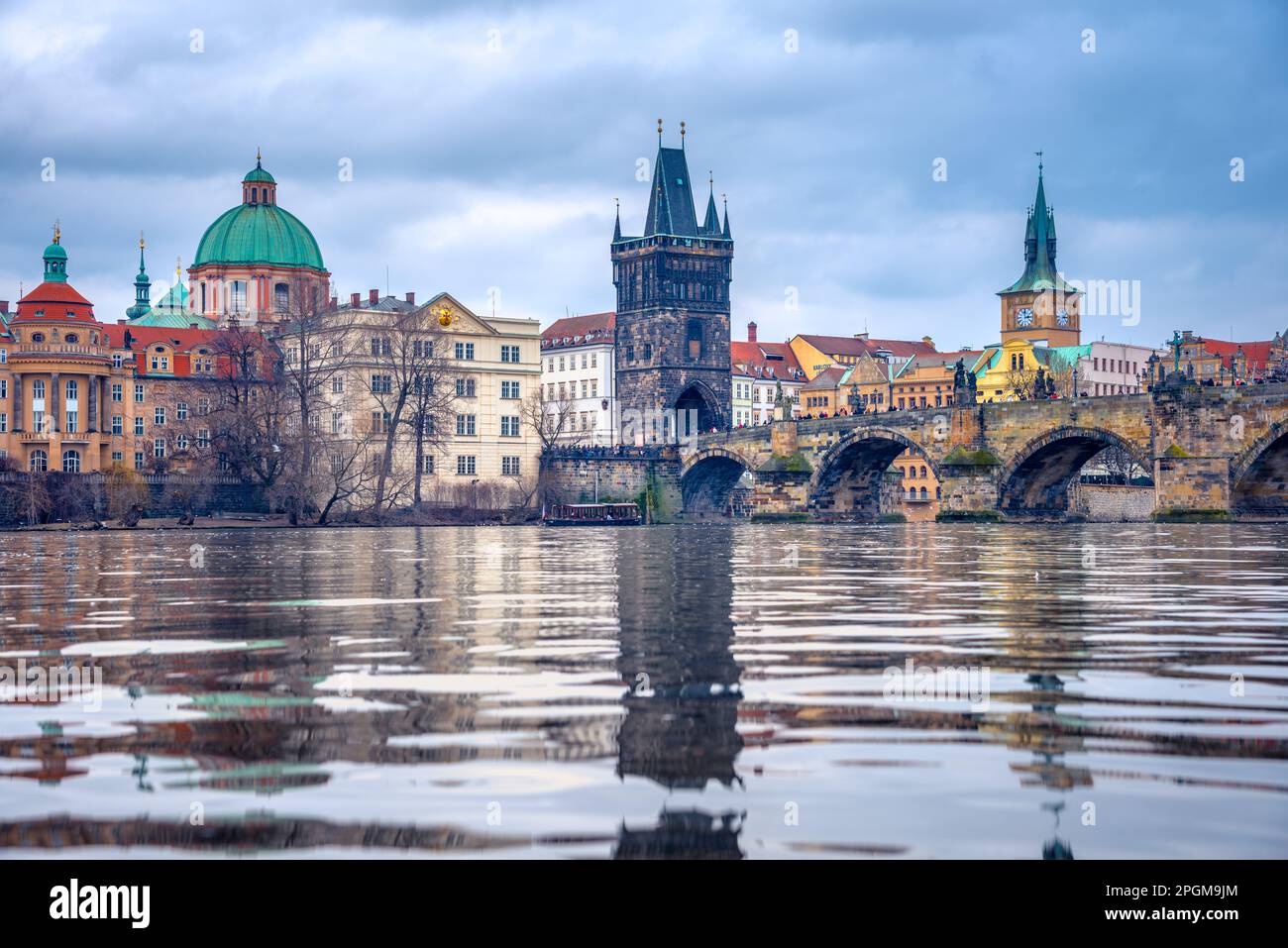 Cityscape of Prague with medieval towers and colorful buildings, Czech ...