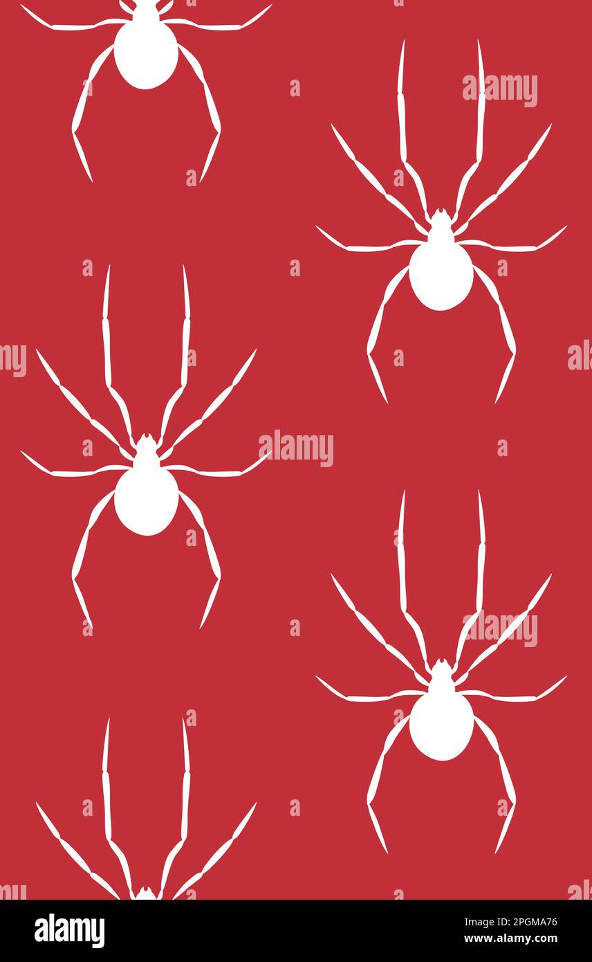 Vector seamless pattern of flat hand drawn spider silhouette isolated ...
