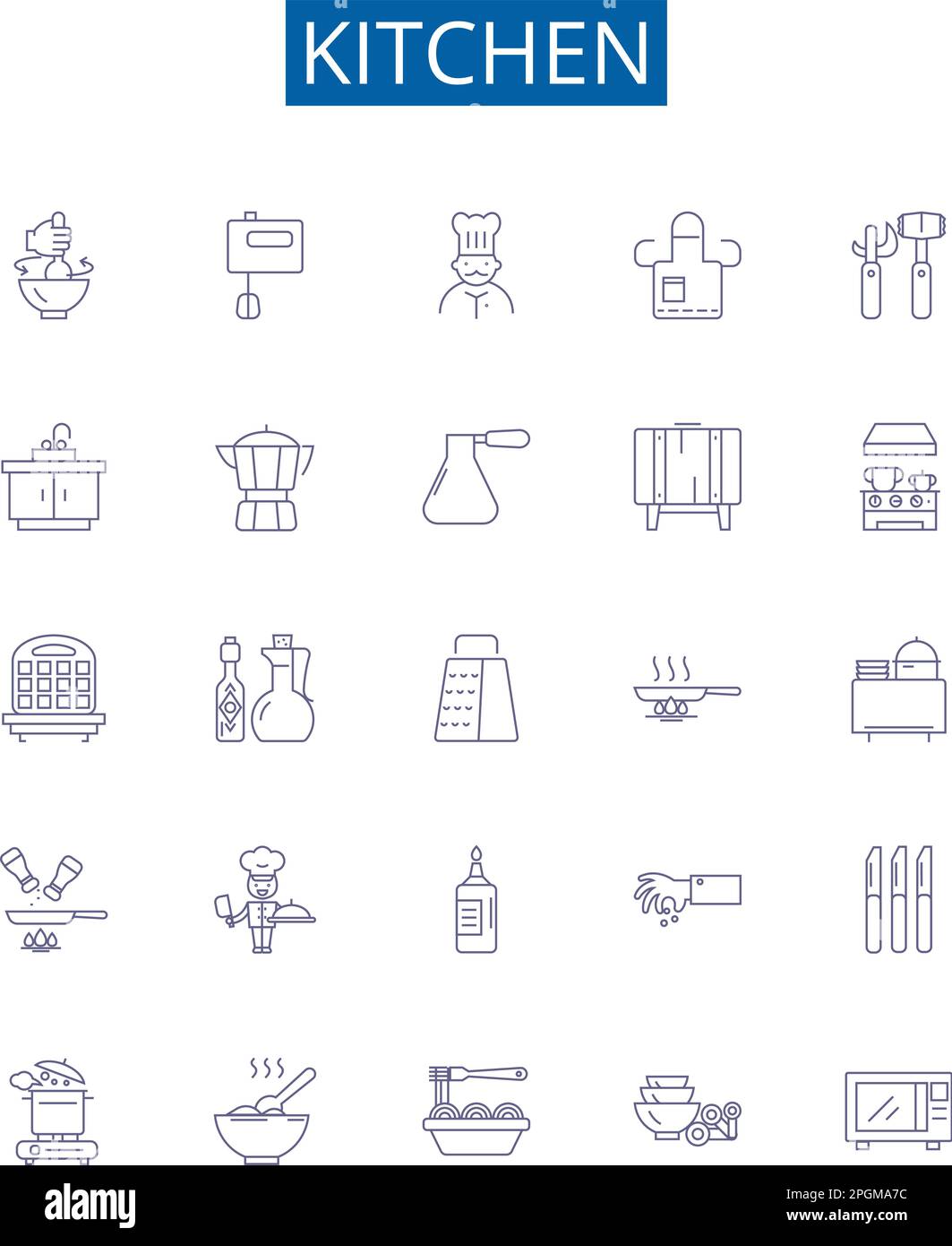 Kitchen line icons signs set. Design collection of Cooking, Cuisine ...