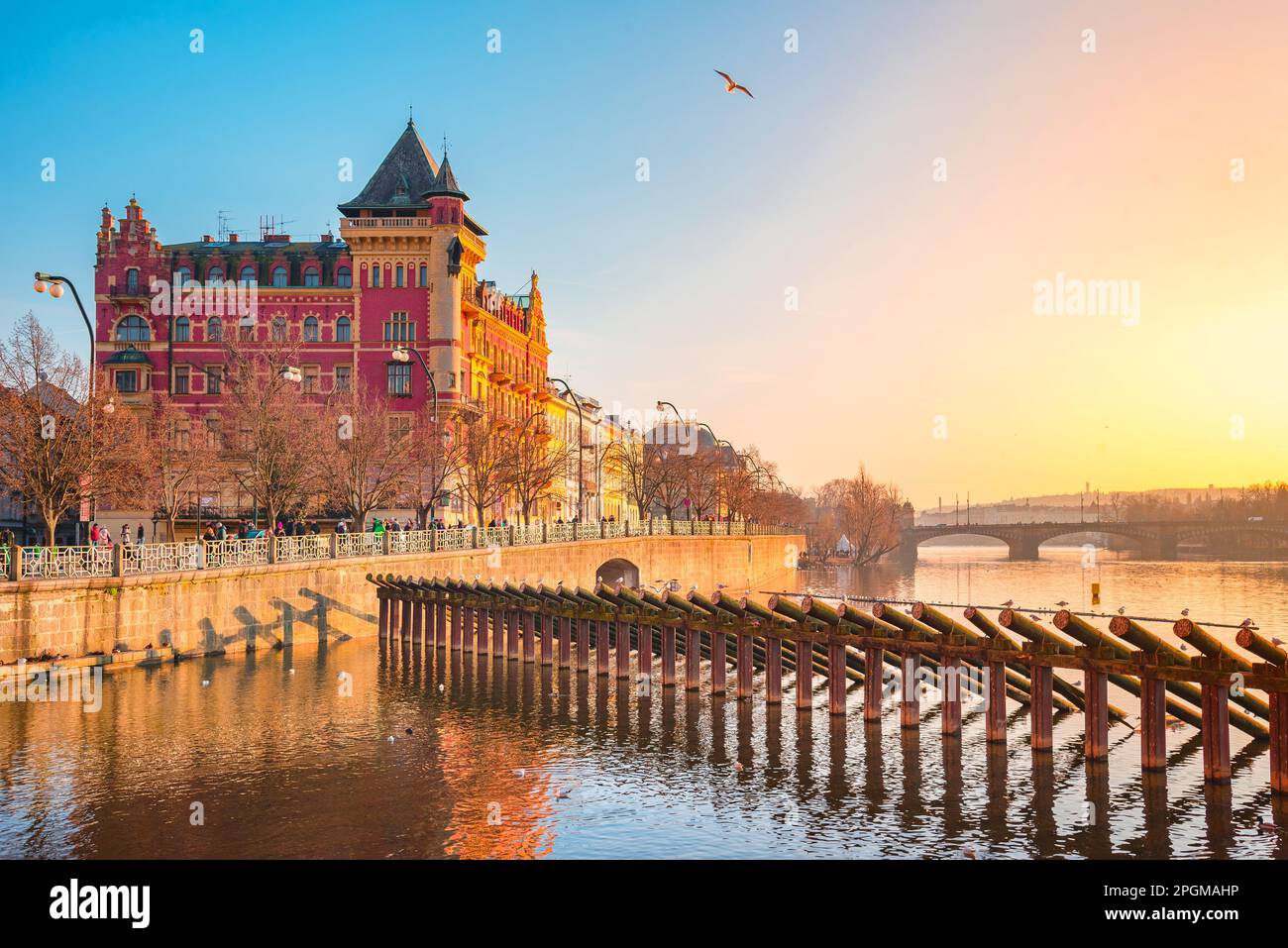 Cityscape of Prague with medieval towers and colorful buildings, Czech ...