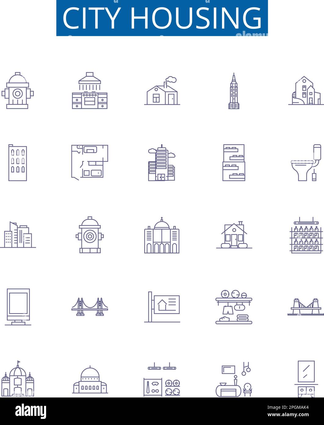 City housing line icons signs set. Design collection of Urban ...