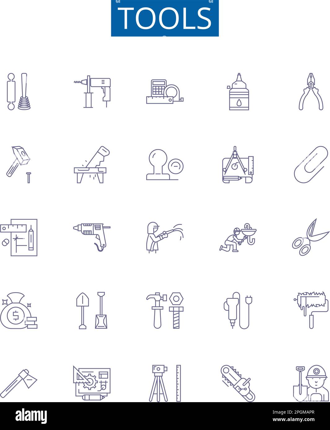 Tools line icons signs set. Design collection of Spanner, Wrench ...