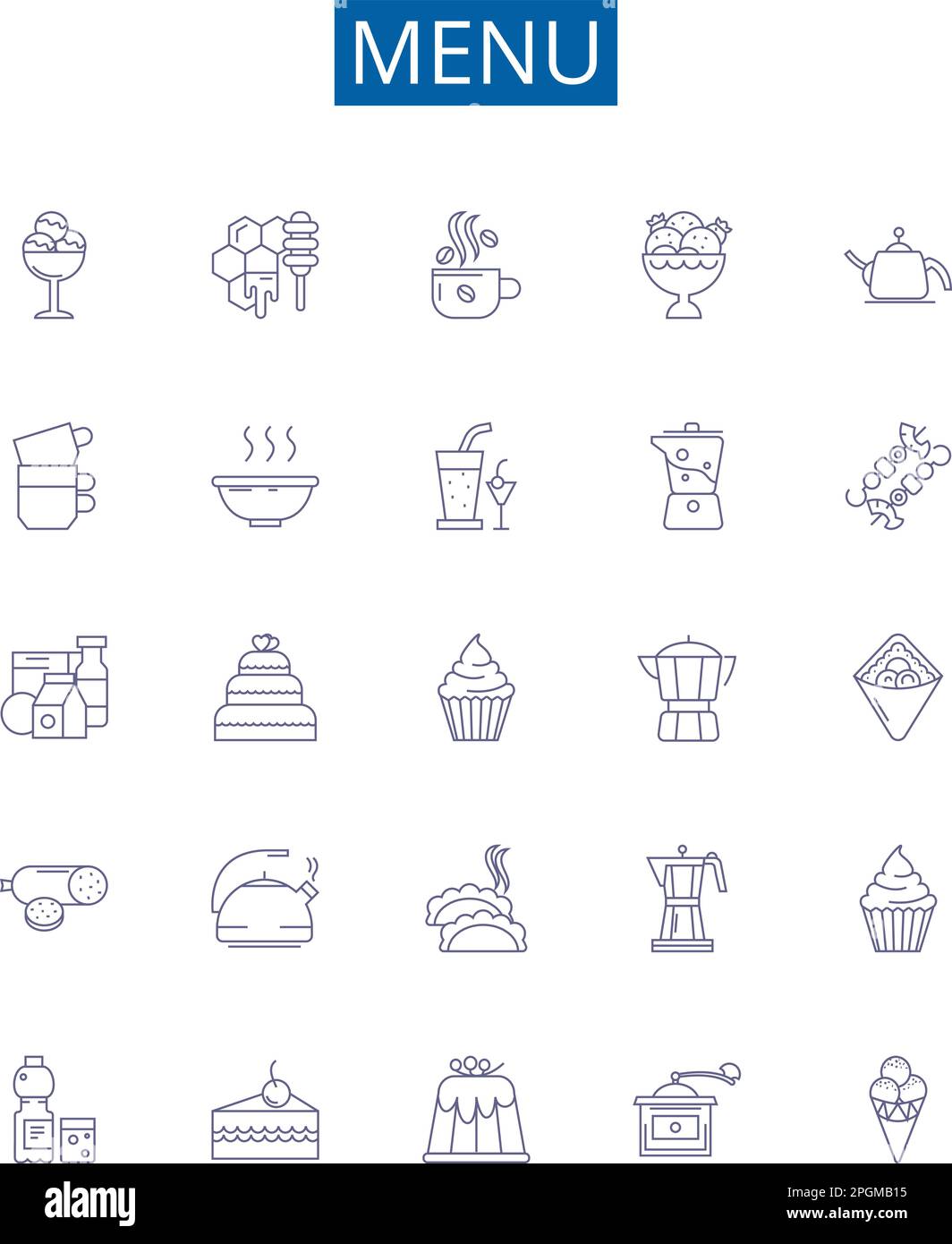 Menu Line Icons Signs Set Design Collection Of Diet Food Cuisine Fare Listing Selections