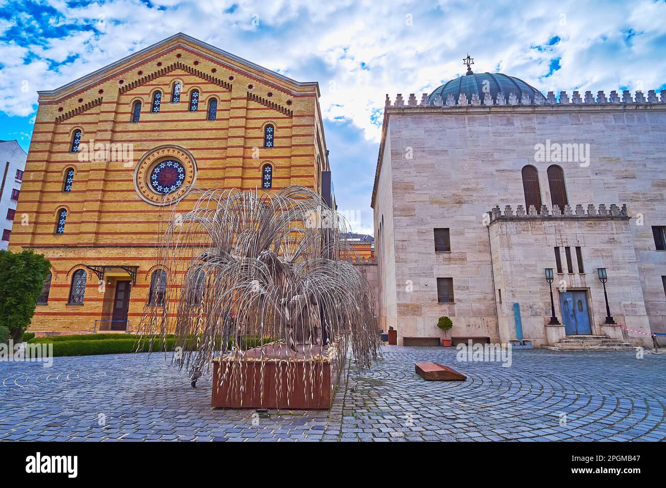 BUDAPEST, HUNGARY - FEB 22, 2022: The weeping willow is the Holocaust ...