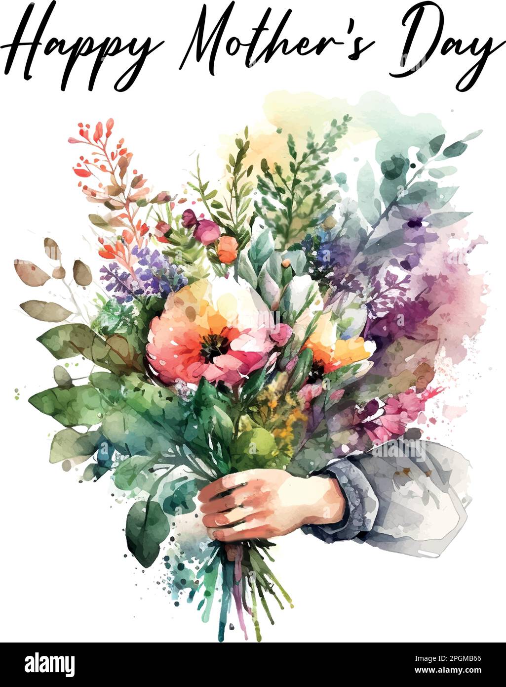 Happy Mother's Day Watercolor frame with vintage flowers for the ...