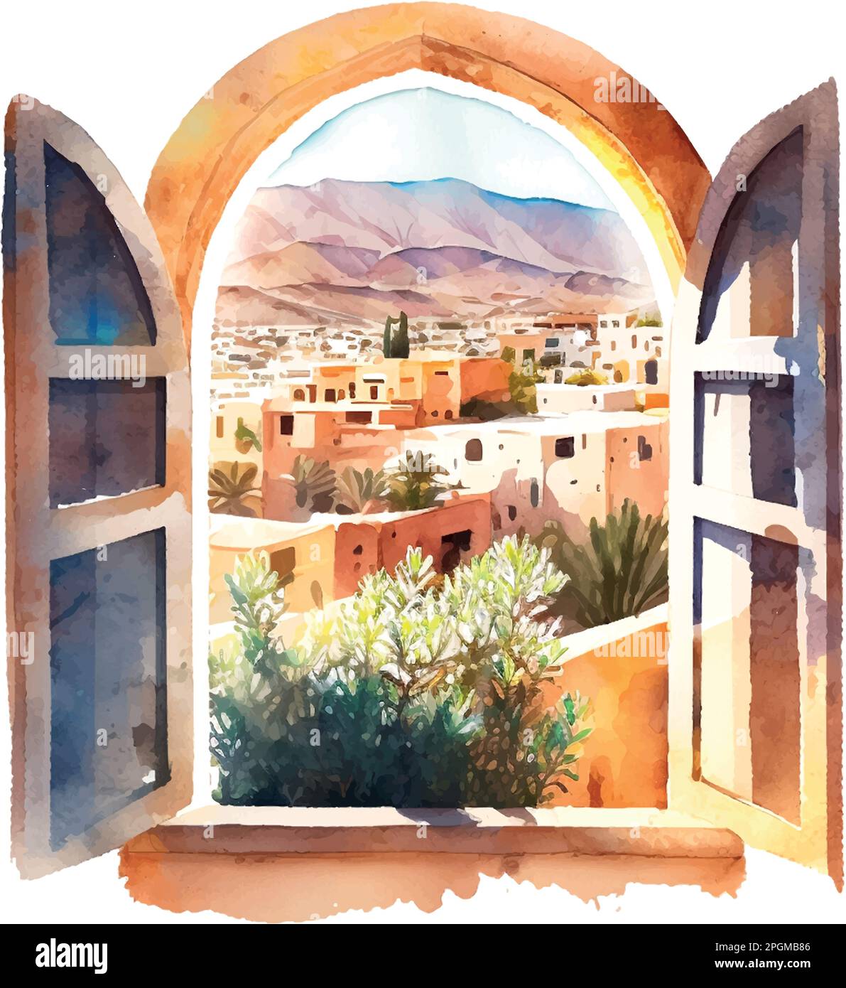 View from the window of the picturesque landscape in Morocco Africa ...